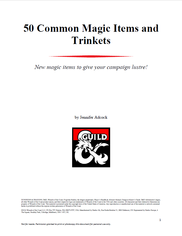 50 Common Magic Items and Trinkets - Dungeon Masters Guild | DriveThruRPG