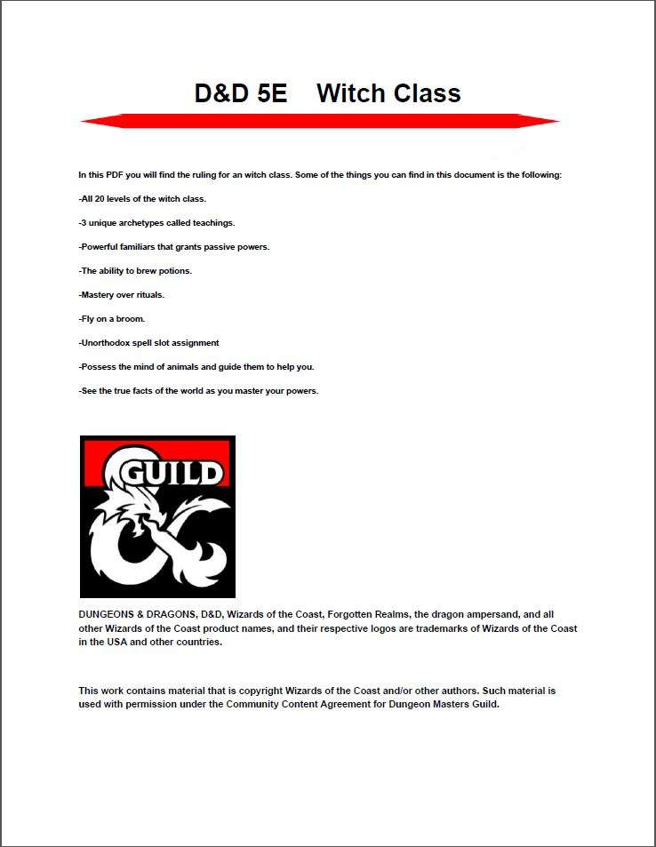 D&D 5e Witch Class - Dungeon Masters Guild | DriveThruRPG