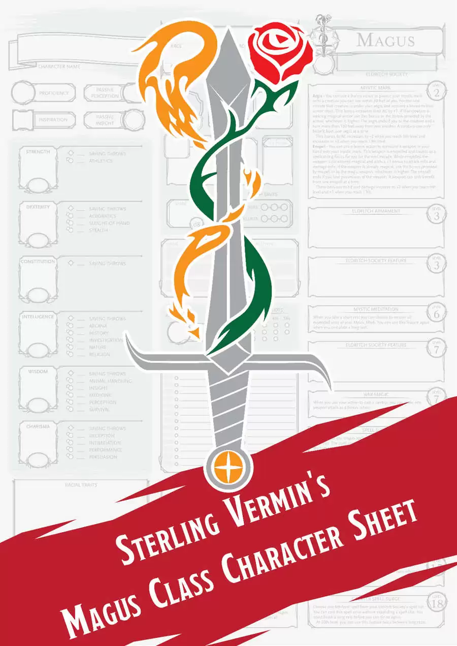 Magus Class Character Sheet (Sterling Vermin Adventuring Co.) - Dungeon ...