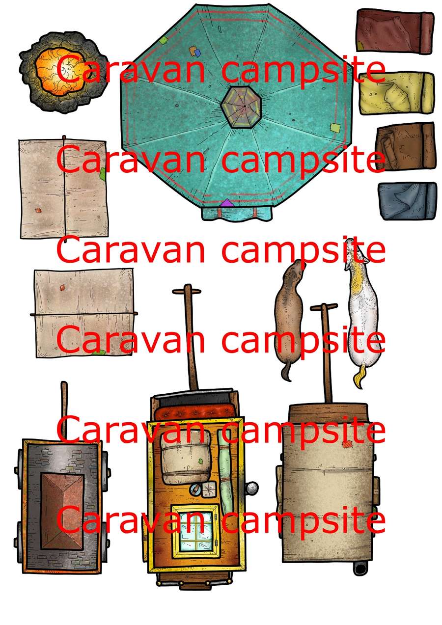 2D terrain, maps and props - Caravan campsite - Dungeon Masters Guild ...