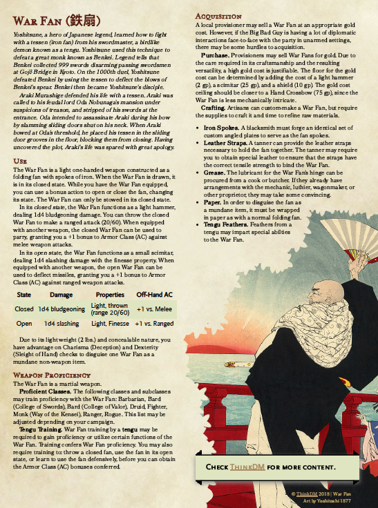 Tessen - War Fan (Weapon) - Dungeon Masters Guild | DriveThruRPG