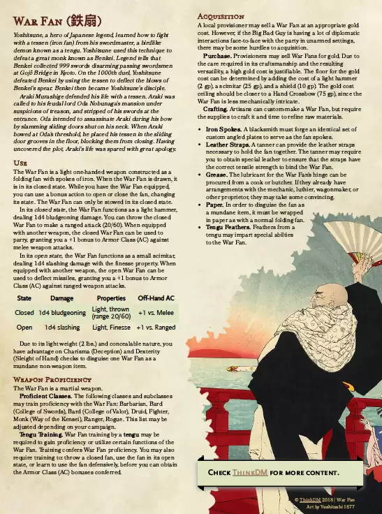 Tessen - War Fan (Weapon) - Dungeon Masters Guild | DriveThruRPG