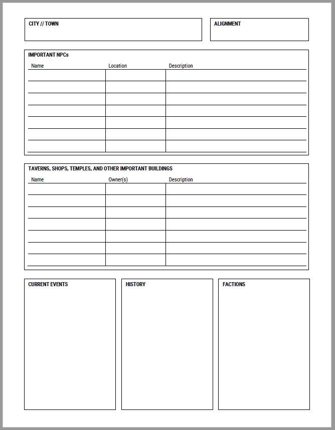 Note-Taking Sheets - Dungeon Masters Guild | DriveThruRPG