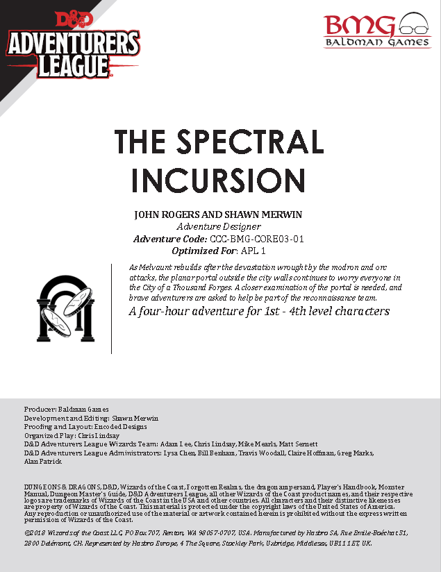 CCC-BMG-25 CORE 3-1 The Spectral Incursion - Dungeon Masters Guild ...