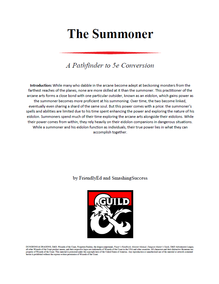 The Summoner 5e - Dungeon Masters Guild | DriveThruRPG