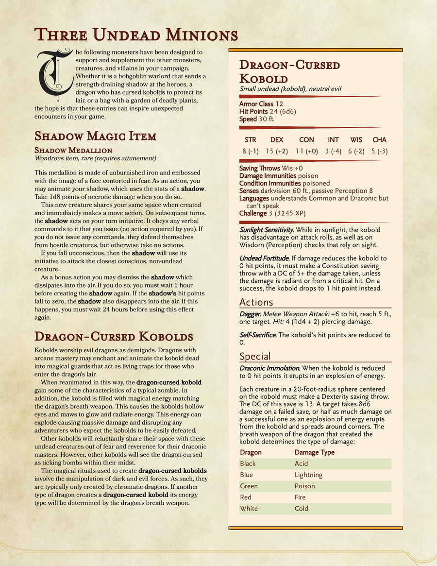 Three Undead Minions - Dungeon Masters Guild | DriveThruRPG