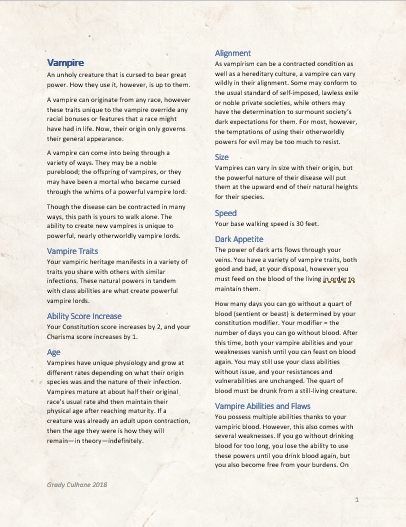 Vampire Race - Dungeon Masters Guild | DriveThruRPG