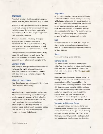 Vampire Race - Dungeon Masters Guild | DriveThruRPG