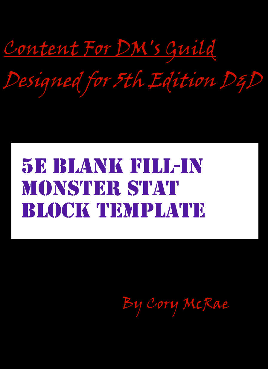 Blank Fillable 5e Monster Stat Block Table - Dungeon Masters Guild ...