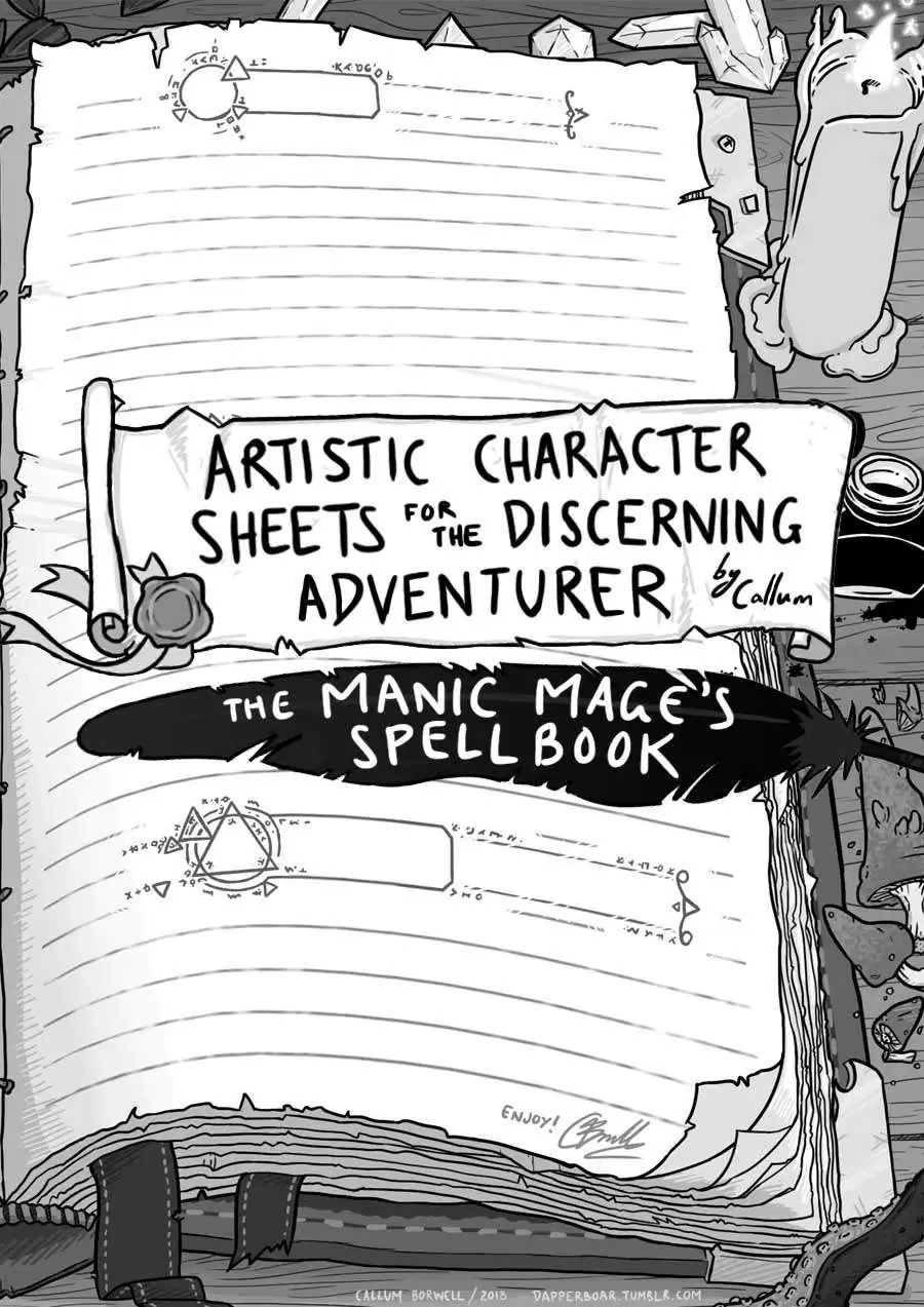 Artistic Character Sheet for the Discerning Adventurer (Wizard pg.3 ...