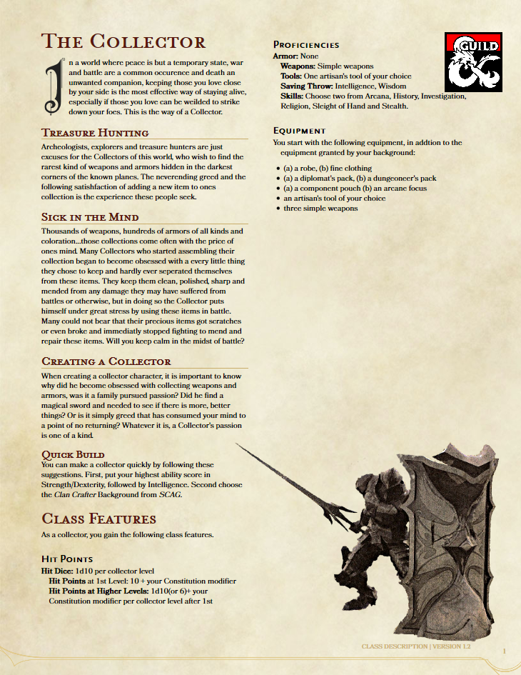 The Collector Class - An Arcane Warrior with Tank and Damage potential ...