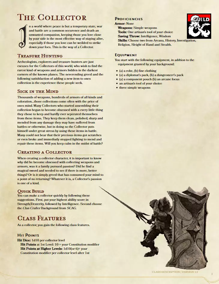 The Collector Class - An Arcane Warrior with Tank and Damage potential ...