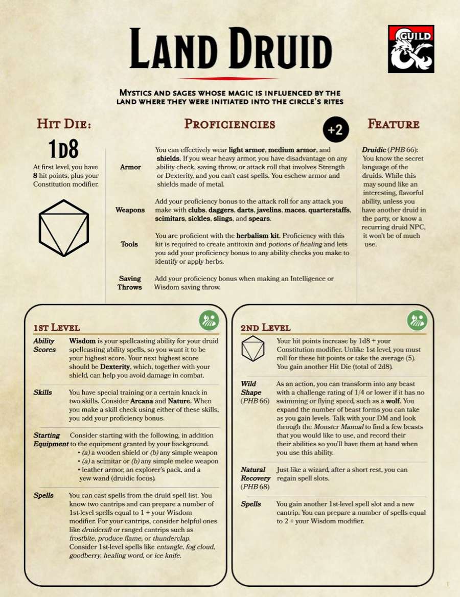 Visual Guide to Land Druids - Dungeon Masters Guild | DriveThruRPG