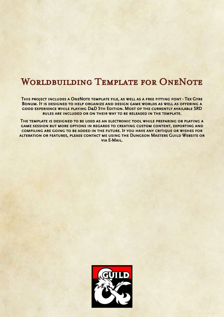 OneNote Template for D&D 5e - Dungeon Masters Guild | DriveThruRPG