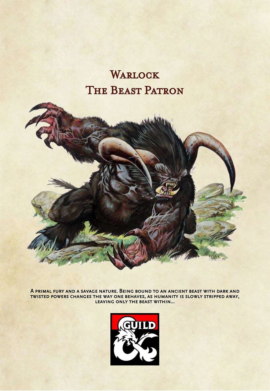 5th Edition Warlock Subclass: The Beast Patron - Dungeon Masters Guild ...