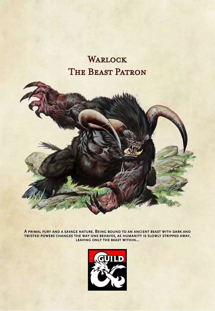 5th Edition Warlock Subclass: The Beast Patron - Dungeon Masters Guild | DriveThruRPG