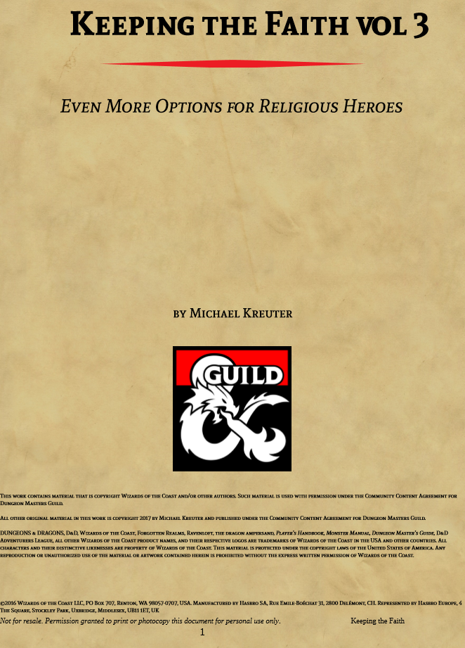 Keeping the Faith Vol 3 - Even More Options for Religious Heroes ...