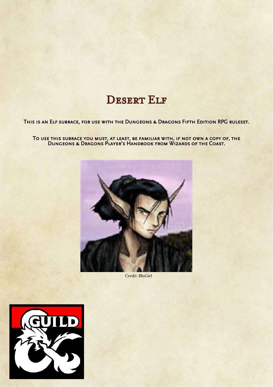 Elf Subrace - Desert Elf - Dungeon Masters Guild | DriveThruRPG