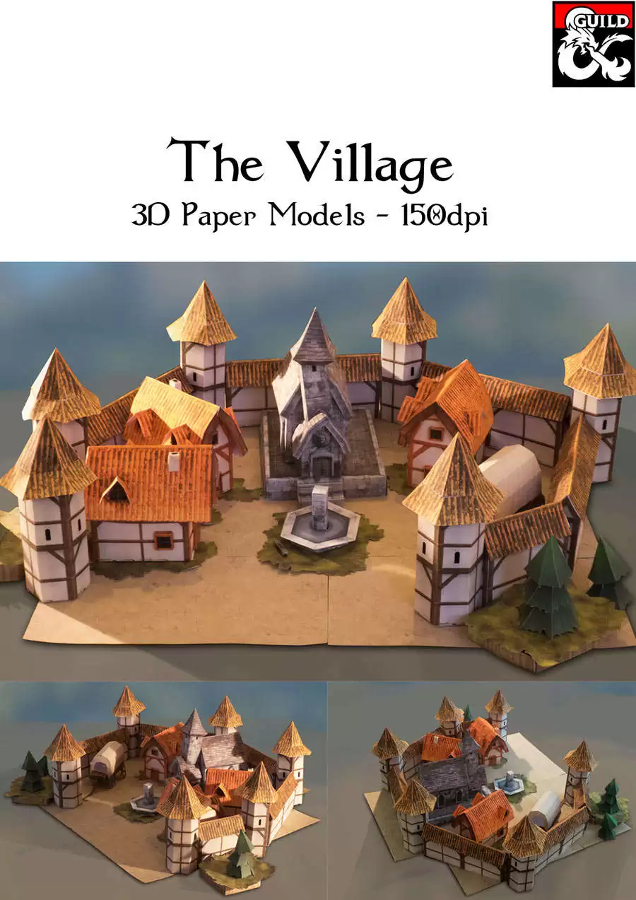 The Village - 3D Paper Models for Battle Maps - 150DPI - Dungeon ...