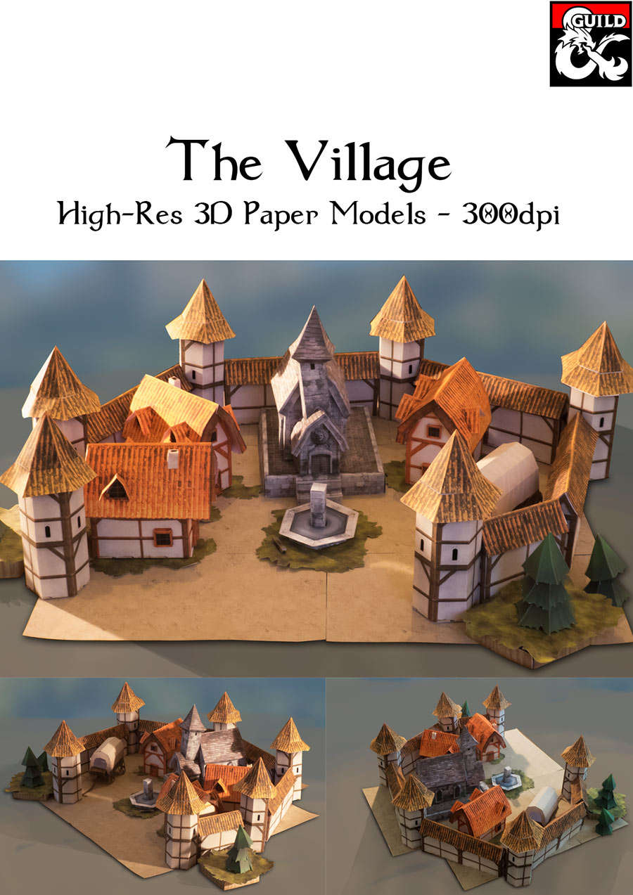 The Village - 3D Paper Models for Battle Maps - High-Res - Dungeon ...
