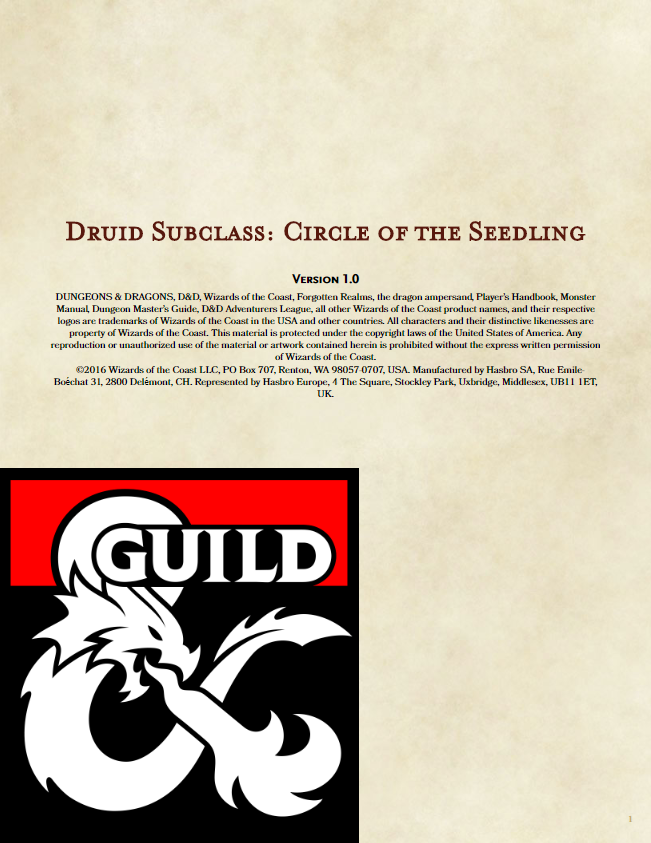 Druid Subclass Option: Circle of the Seedling - Dungeon Masters Guild | DriveThruRPG