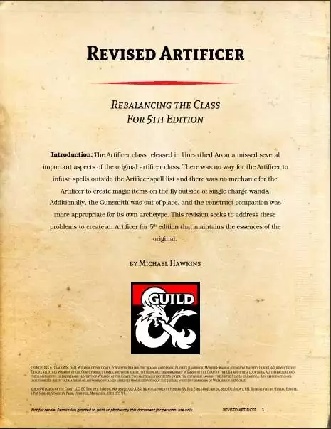 Revised Artificer - Dungeon Masters Guild | DriveThruRPG