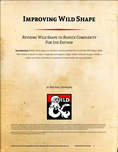 Improving Wild Shape - Dungeon Masters Guild | DriveThruRPG
