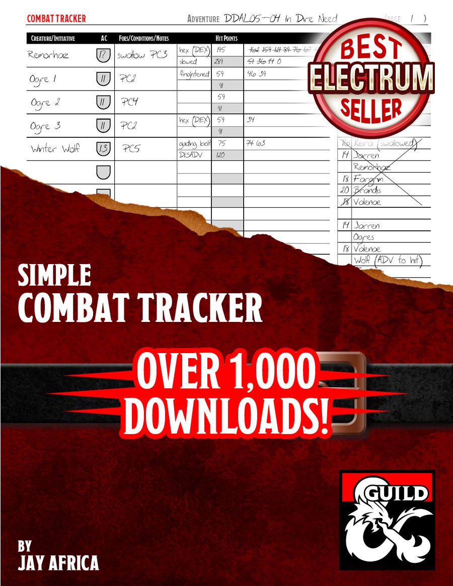 Simple Combat Tracker - Dungeon Masters Guild | DriveThruRPG