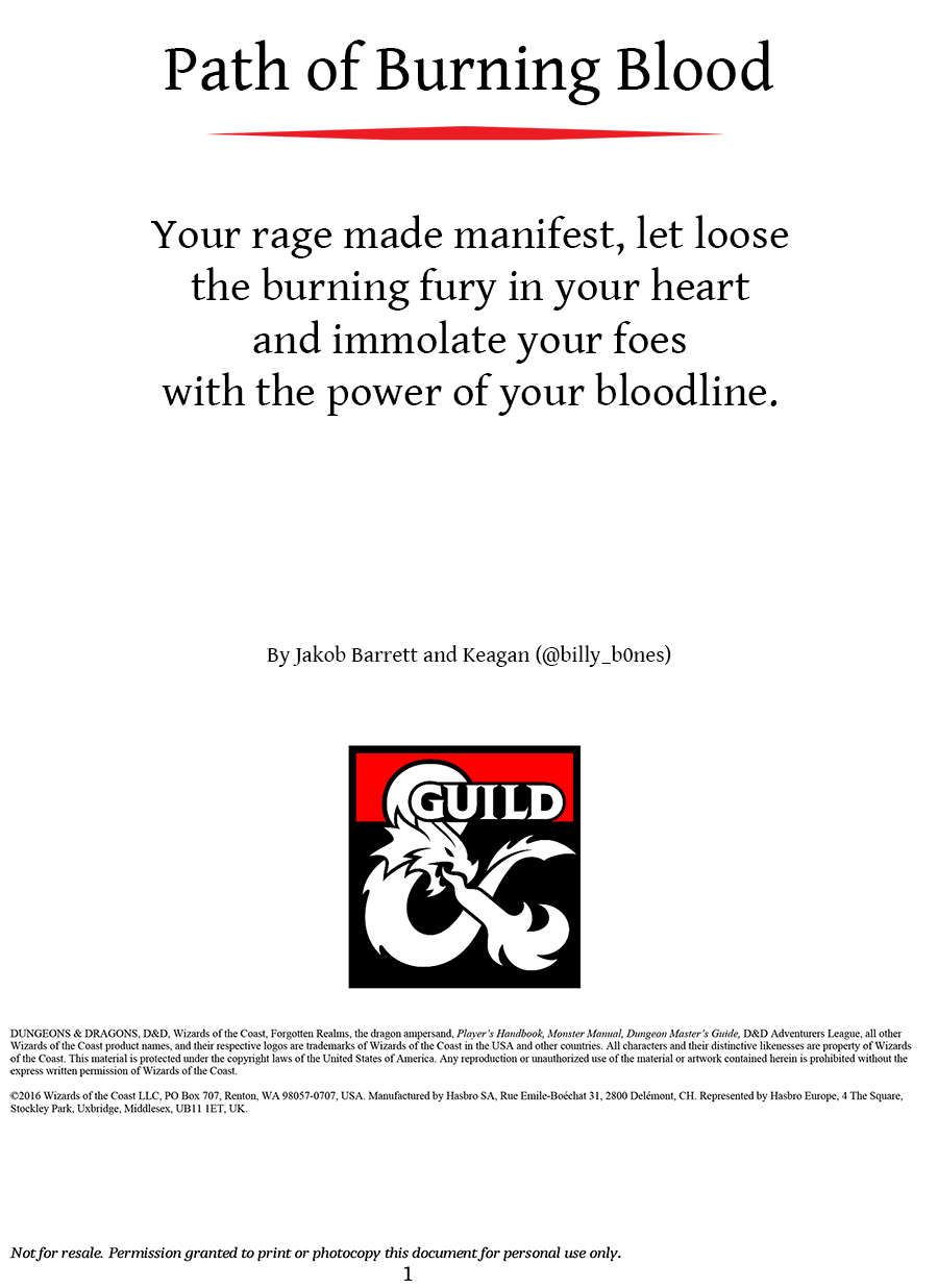Primal Path: Path of Burning Blood - Dungeon Masters Guild | DriveThruRPG