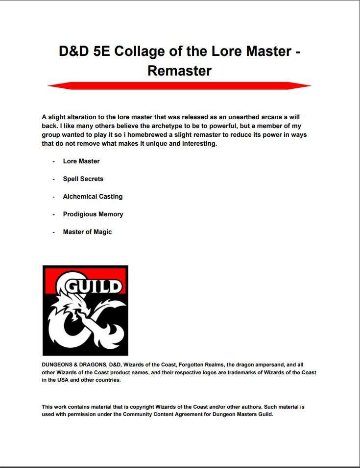 Collage of the Lore Master - Dungeon Masters Guild | DriveThruRPG