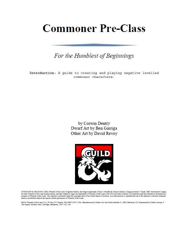 Commoner Pre-Class - Dungeon Masters Guild | DriveThruRPG