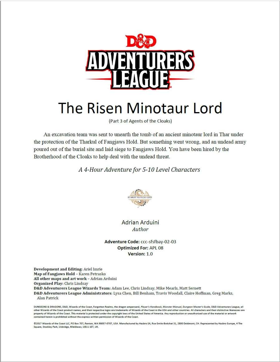 CCC-SFBay-02-03 The Risen Minotaur Lord - Dungeon Masters Guild ...