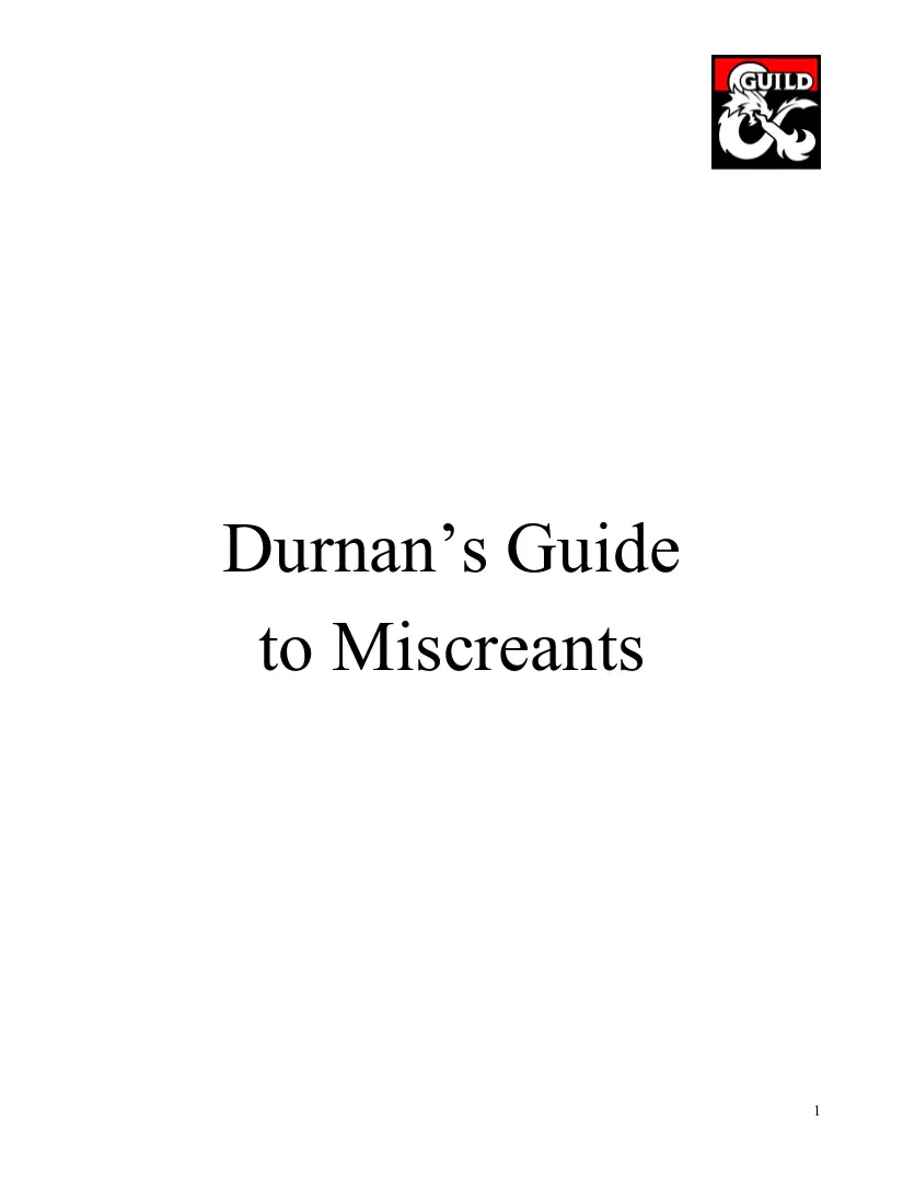 Durnan's Guide to Miscreants - Dungeon Masters Guild | DriveThruRPG