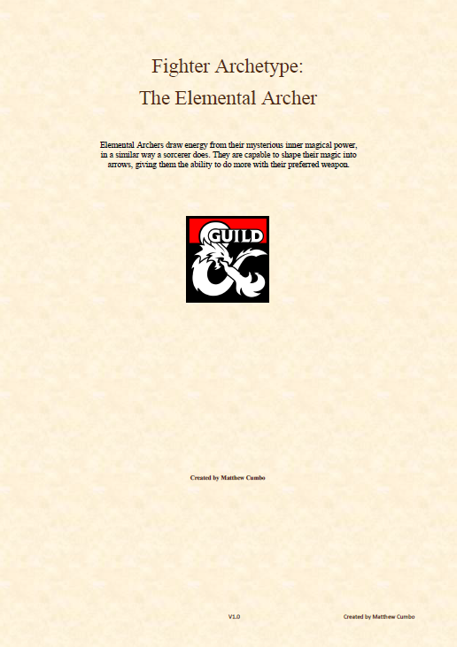 The Elemental Archer (Fighter Archetype) - Dungeon Masters Guild | DriveThruRPG