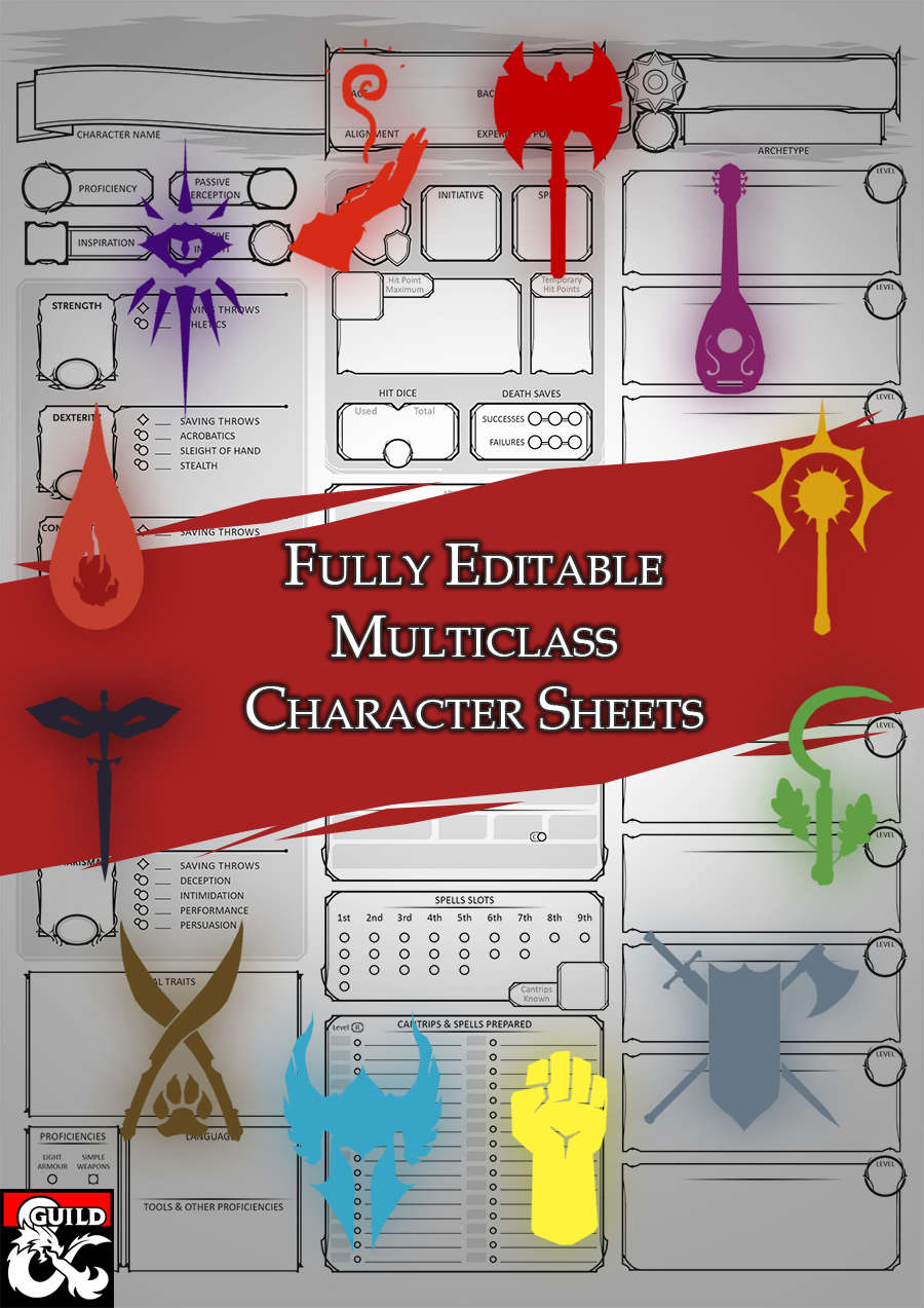 Editable Class Character Sheets - The Multiclass - Dungeon Masters ...