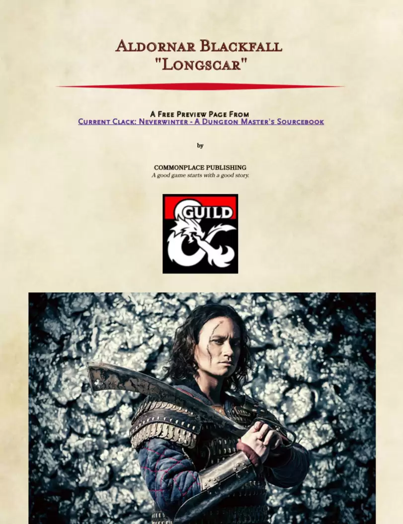 Aldornar Blackfall - "Longscar" - Dungeon Masters Guild | DriveThruRPG
