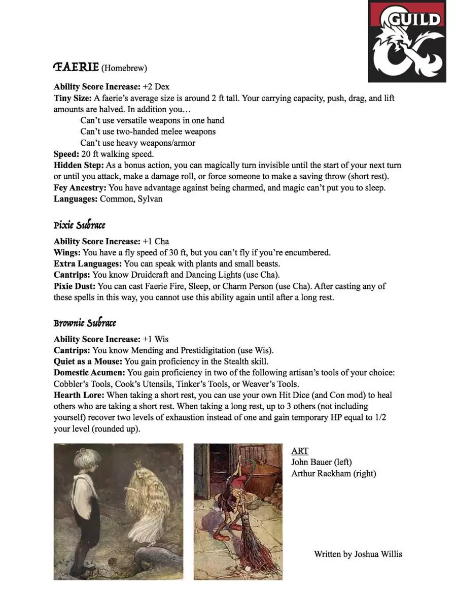 Faerie (Homebrew Race, 5e) - Dungeon Masters Guild | DriveThruRPG