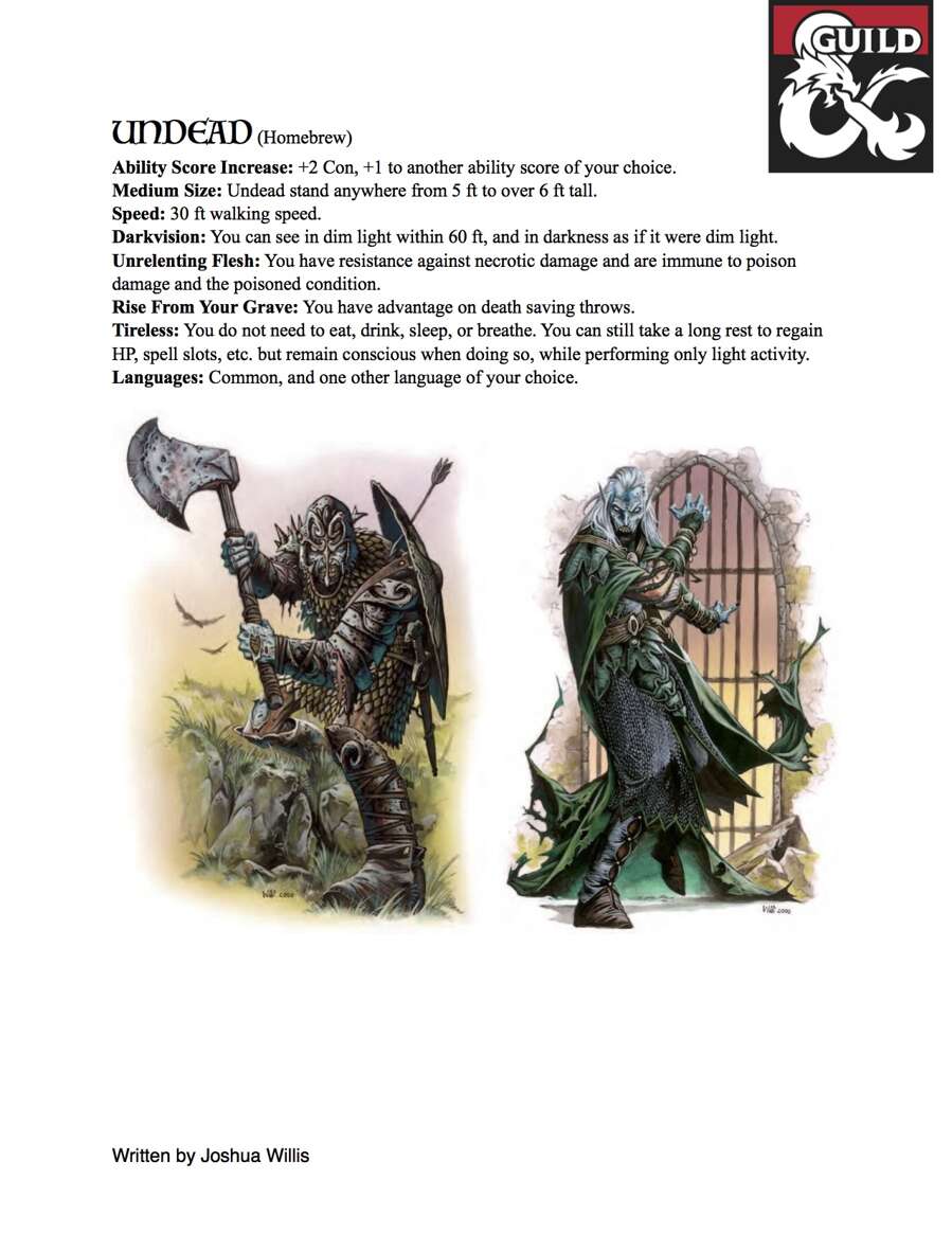 Undead (Homebrew Race, 5e) - Dungeon Masters Guild | DriveThruRPG