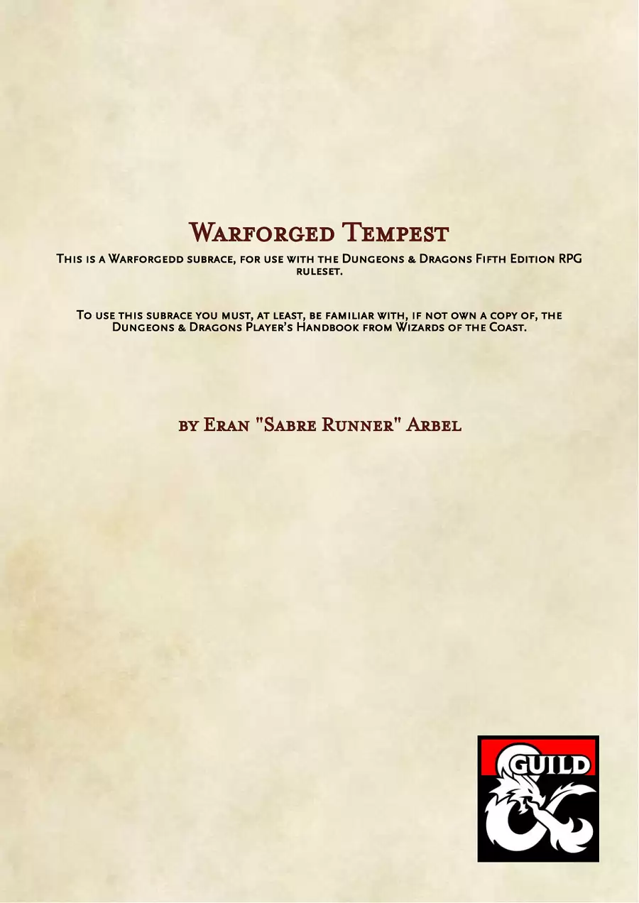 Warforged Subrace - Warforged Tempest - Dungeon Masters Guild ...