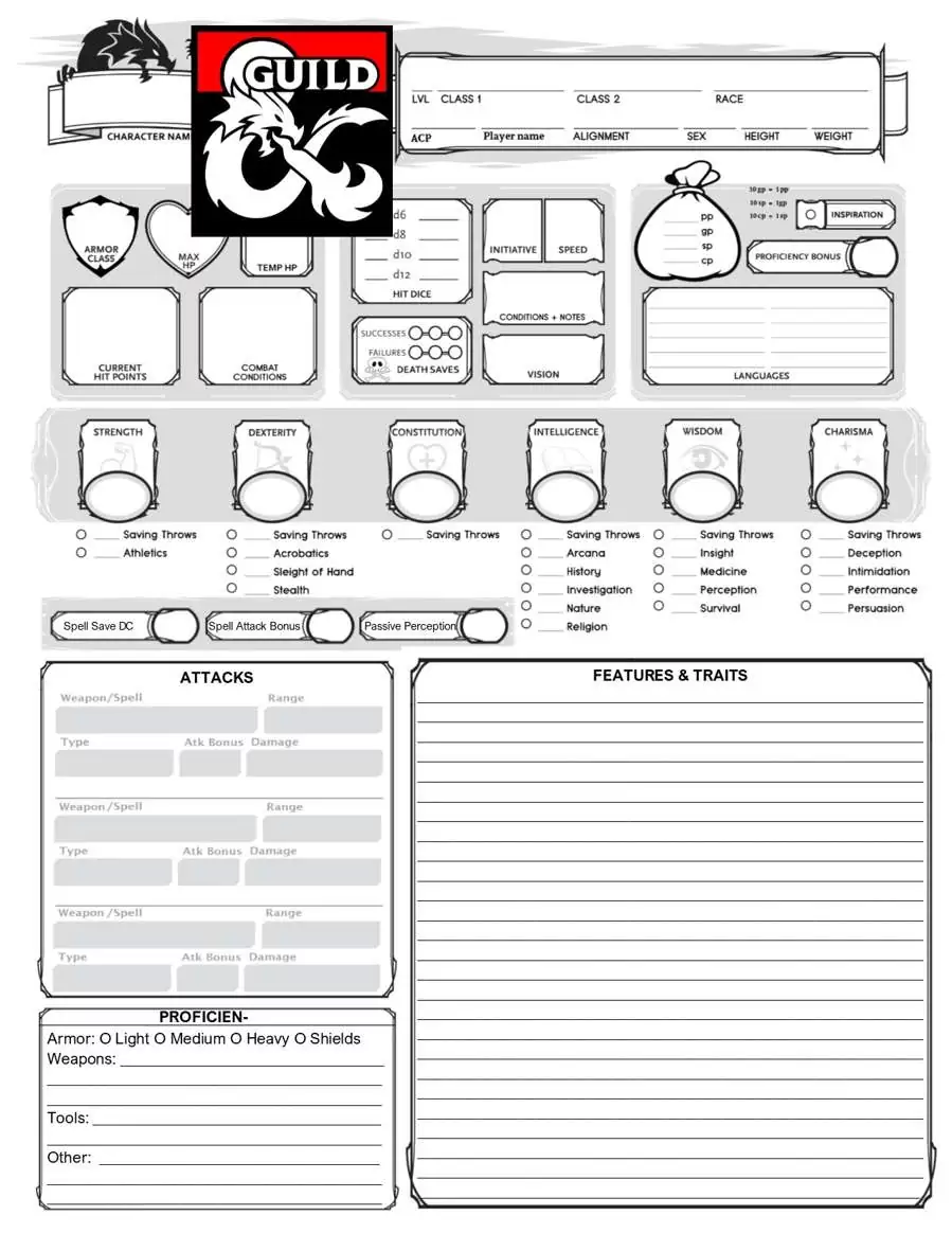 Youth Focused Character Sheets - PDF Fillable - Dungeon Masters Guild ...