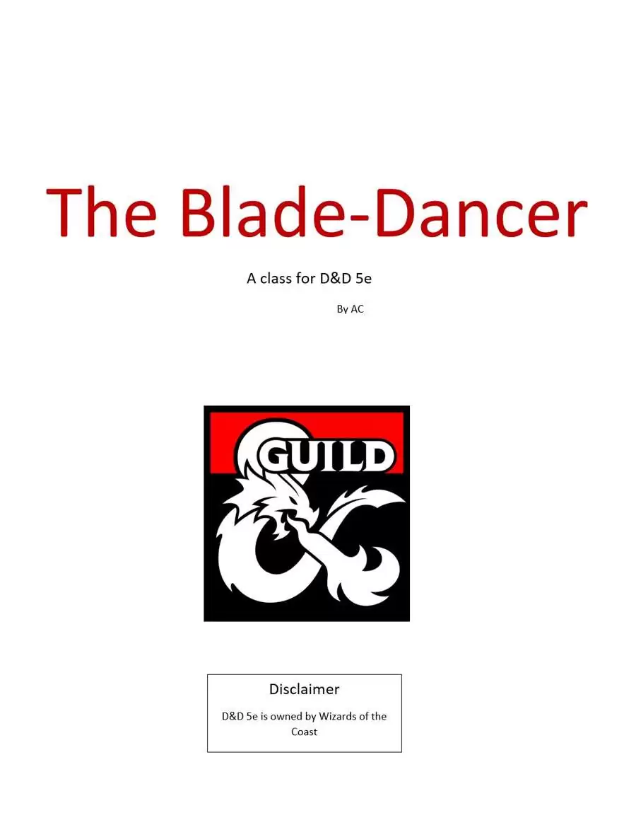 The Blade-Dancer a 5e Class - Dungeon Masters Guild | DriveThruRPG
