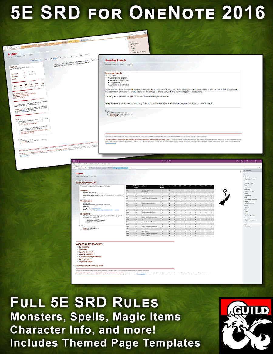 Onenote 5E SRD - Dungeon Masters Guild | DriveThruRPG