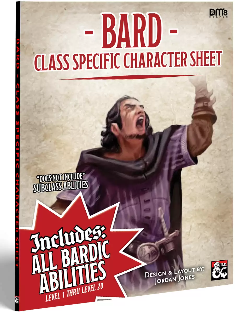 DMs Helper - Class Specific Character Sheet - Bard - Dungeon Masters Guild | DriveThruRPG