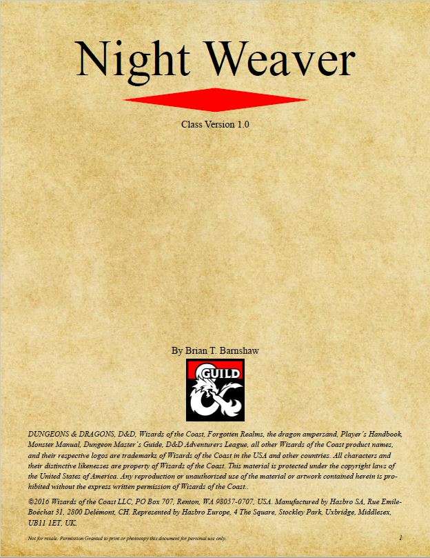 Night Weaver (D&D 5e) - Dungeon Masters Guild | DriveThruRPG