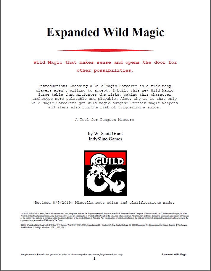 Expanded Wild Magic - Dungeon Masters Guild | DriveThruRPG