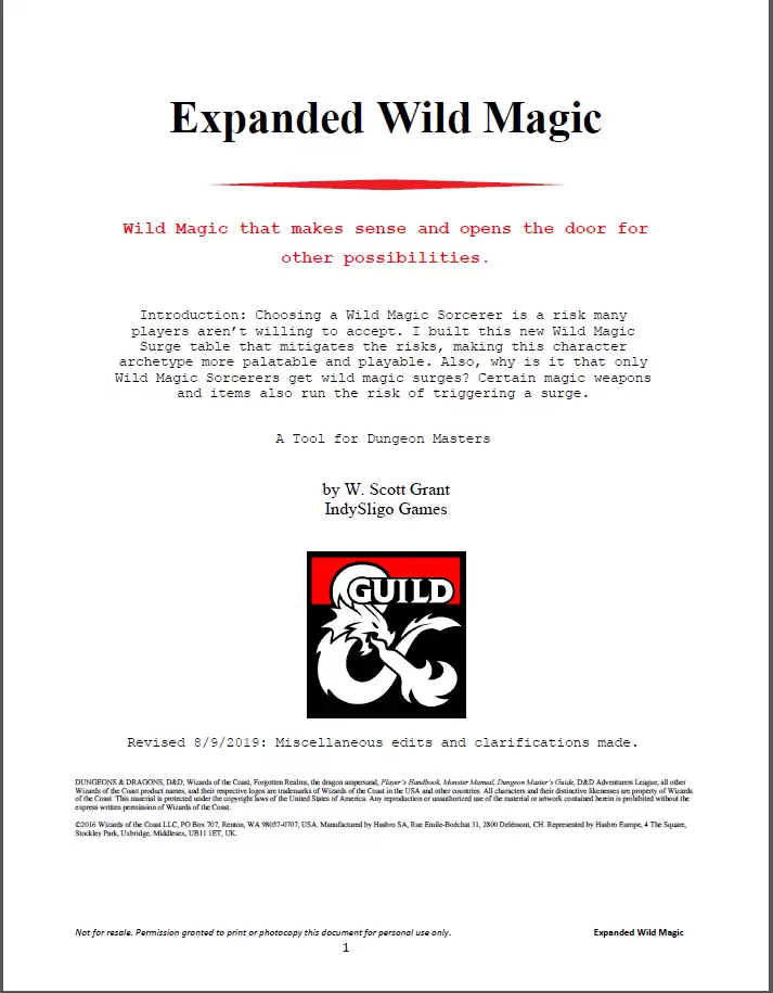 Expanded Wild Magic - Dungeon Masters Guild | DriveThruRPG
