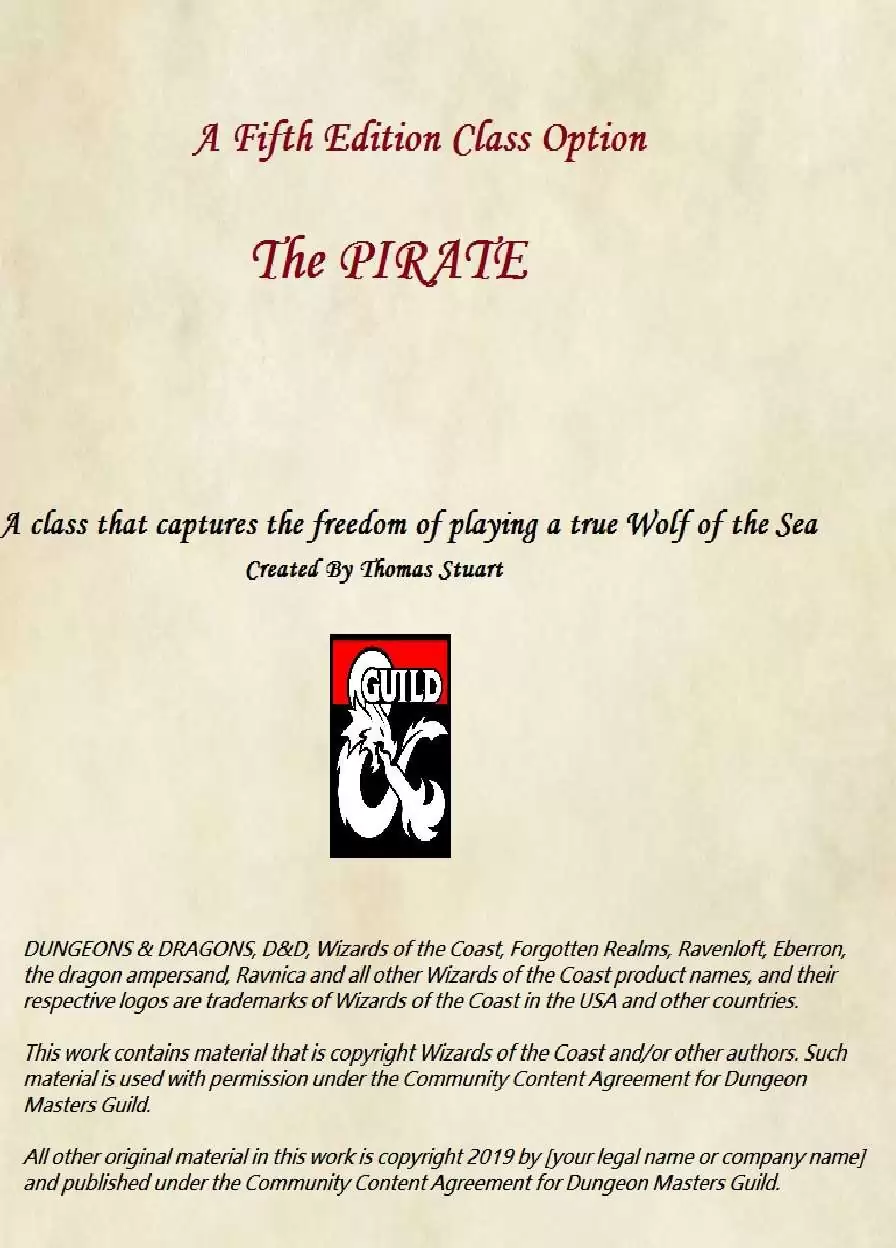 Pirate Class Option - Dungeon Masters Guild | DriveThruRPG