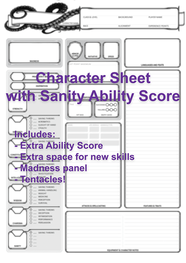 Sanity Character Sheet - Dungeon Masters Guild | DriveThruRPG