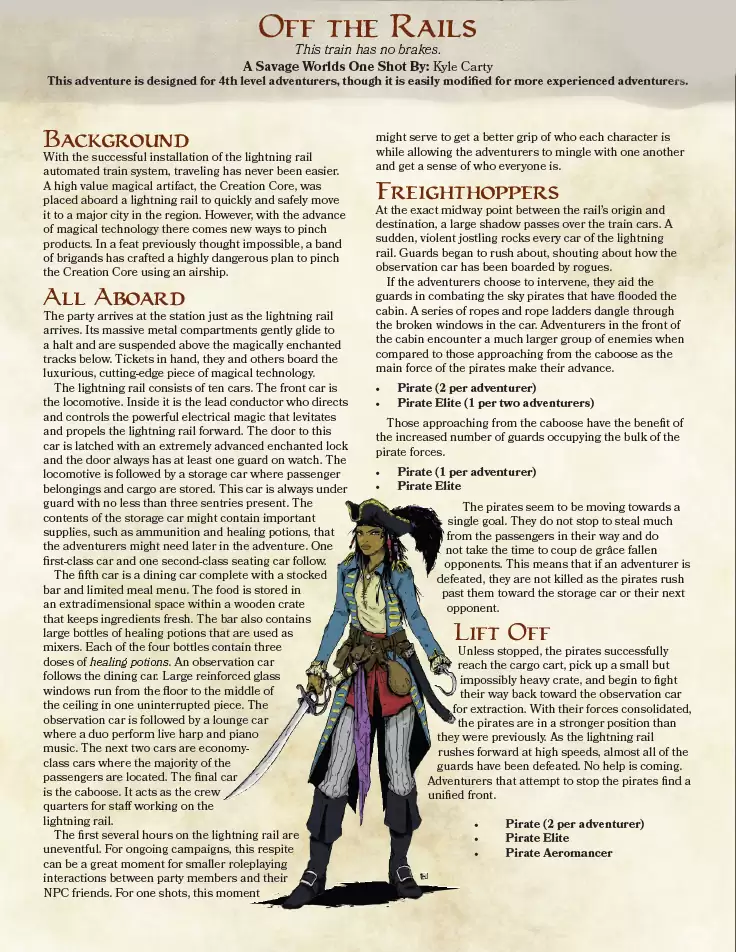Off the Rails: A 5e Pulp Fantasy One Sheet - Dungeon Masters Guild ...