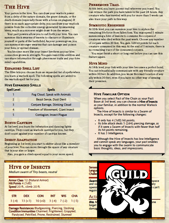 The Hive Warlock Patron - Dungeon Masters Guild | DriveThruRPG